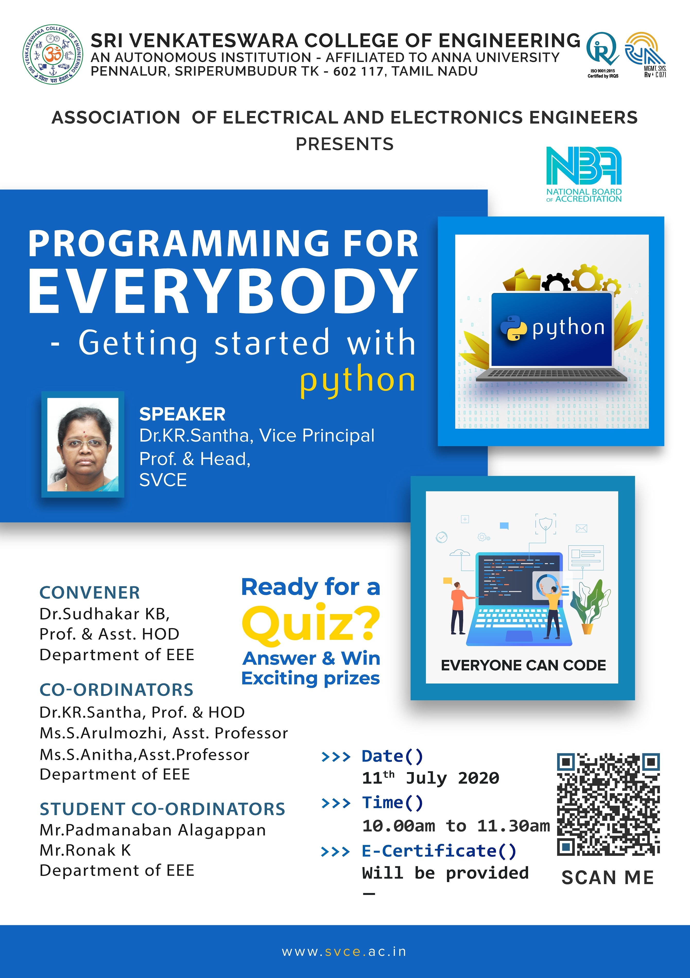 Webinar On Programming For Everybody Getting Started With Python By Svce Chennai [july 11 10